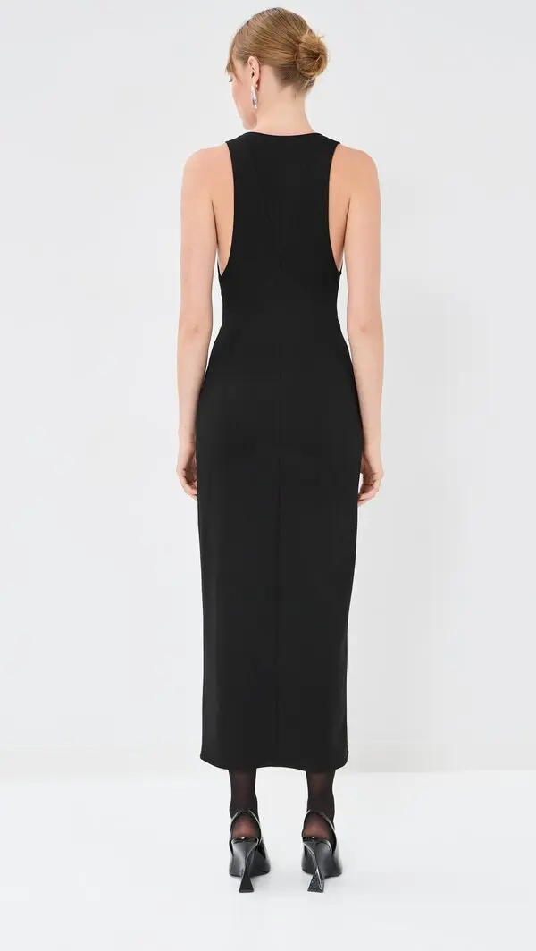 Attico Sleeveless Faux Wrap Midi Dress With Silver-tone Hardware