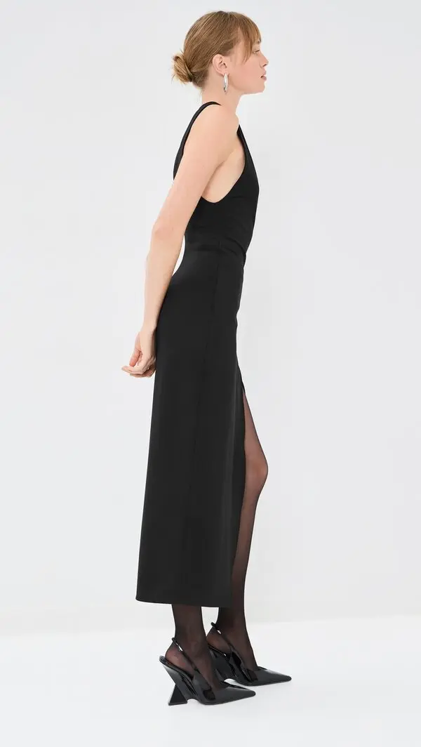 Attico Sleeveless Faux Wrap Midi Dress With Silver-tone Hardware