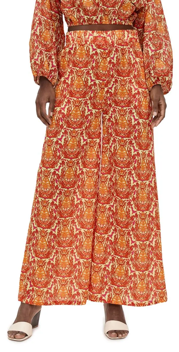 Eywasouls Malibu Fleur-de-lis Print Wide Leg Pants