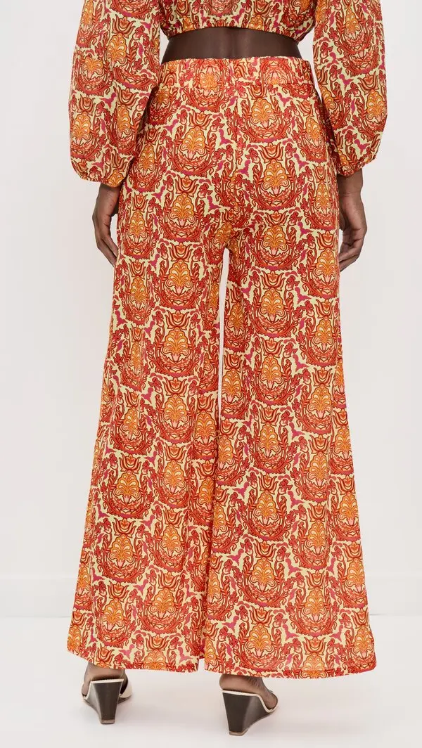 Eywasouls Malibu Fleur-de-lis Print Wide Leg Pants