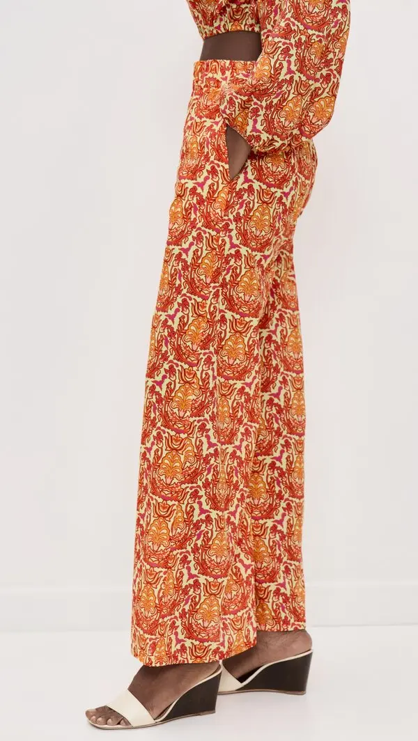 Eywasouls Malibu Fleur-de-lis Print Wide Leg Pants