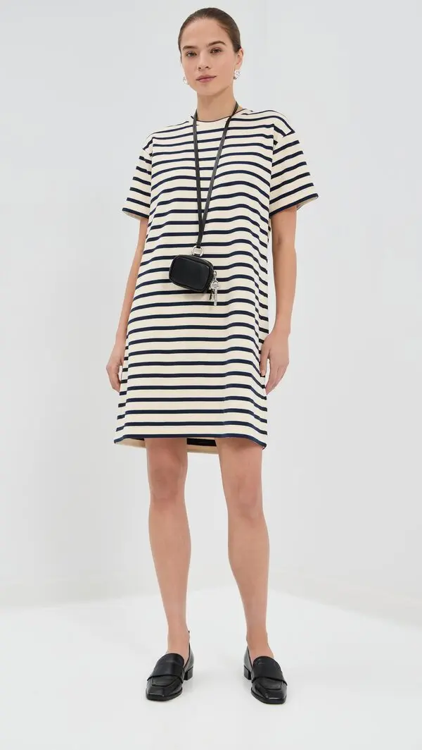 JIL SANDER Stretch Jersey Striped Mini Dress - Mariniere