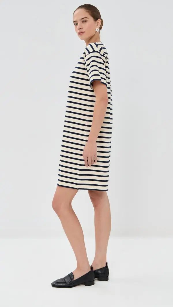 JIL SANDER Stretch Jersey Striped Mini Dress - Mariniere