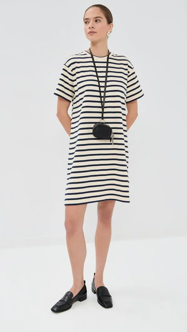 JIL SANDER Stretch Jersey Striped Mini Dress - Mariniere