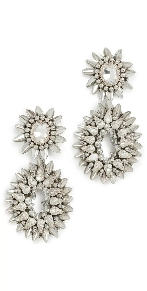 Deepa Gurnani Pia Crystal Drop Earrings - Silver