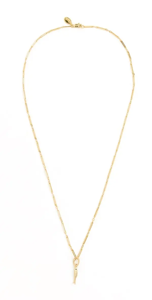 Clare V. Paperclip Chain Necklace With Sardine Charm - Vintage Gold