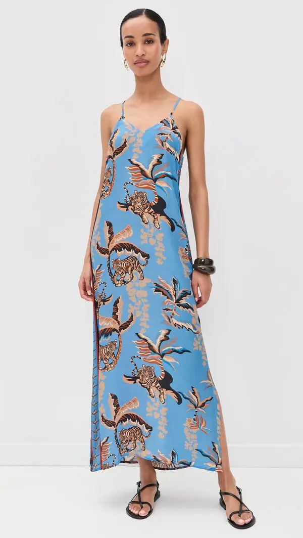 Las Surenas Tiger Print Maxi Dress