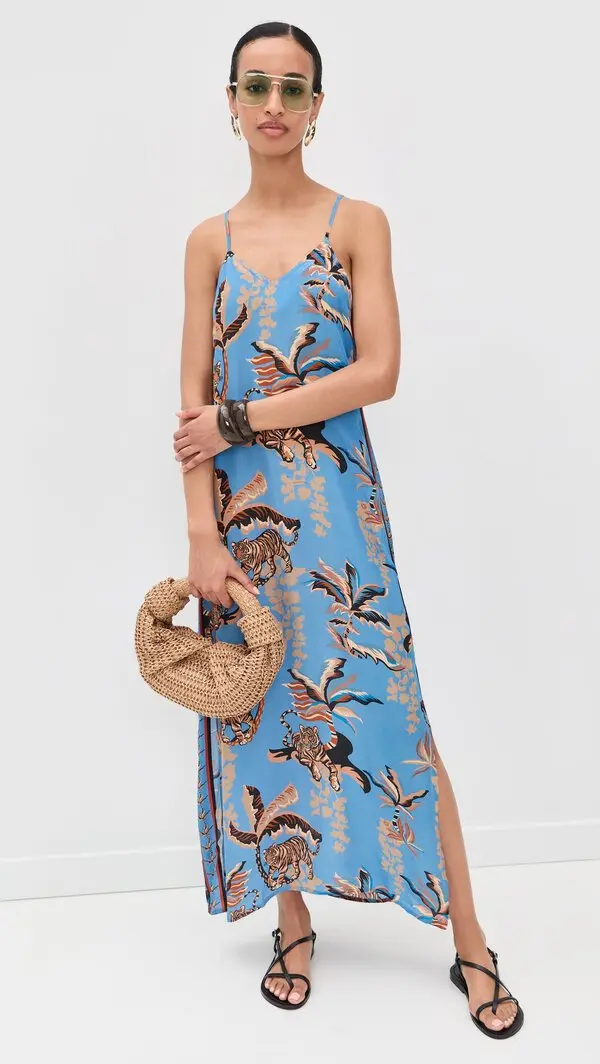 Las Surenas Tiger Print Maxi Dress