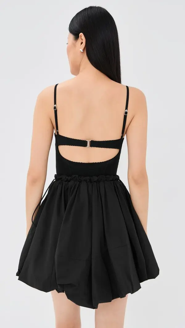Attico Ribbed Jersey Mini Dress - Black