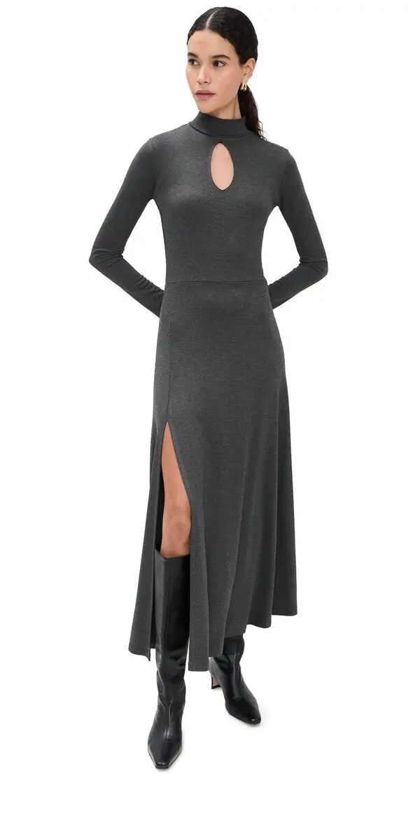 LE BOP Ashley Ponte Midi Dress - Charcoal Heather