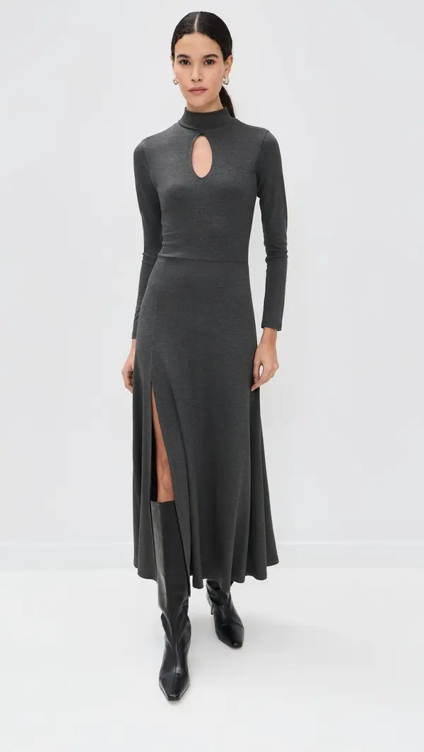 LE BOP Ashley Ponte Midi Dress - Charcoal Heather