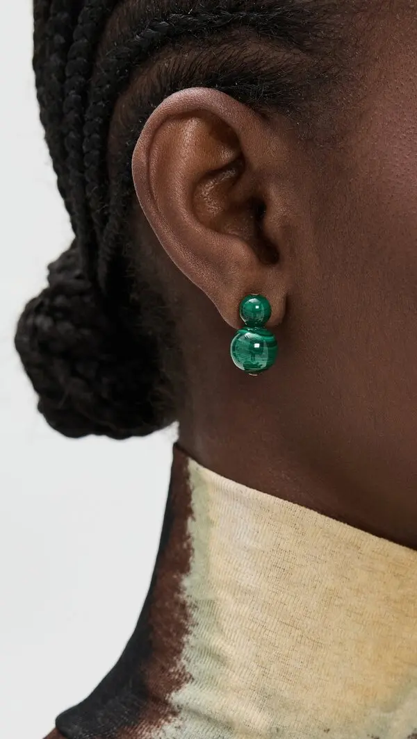 JENNIFER BEHR Cara Round Earrings - Malachite