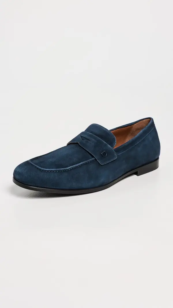 FERRAGAMO Tiberio Suede Loafers - Navy Blue