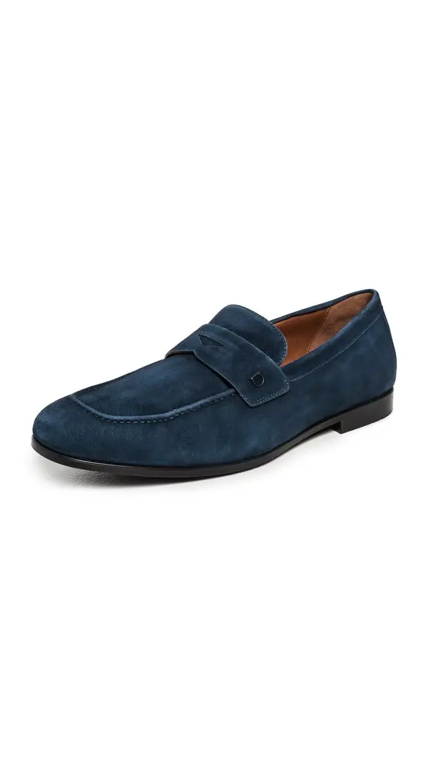 FERRAGAMO Tiberio Suede Loafers - Navy Blue