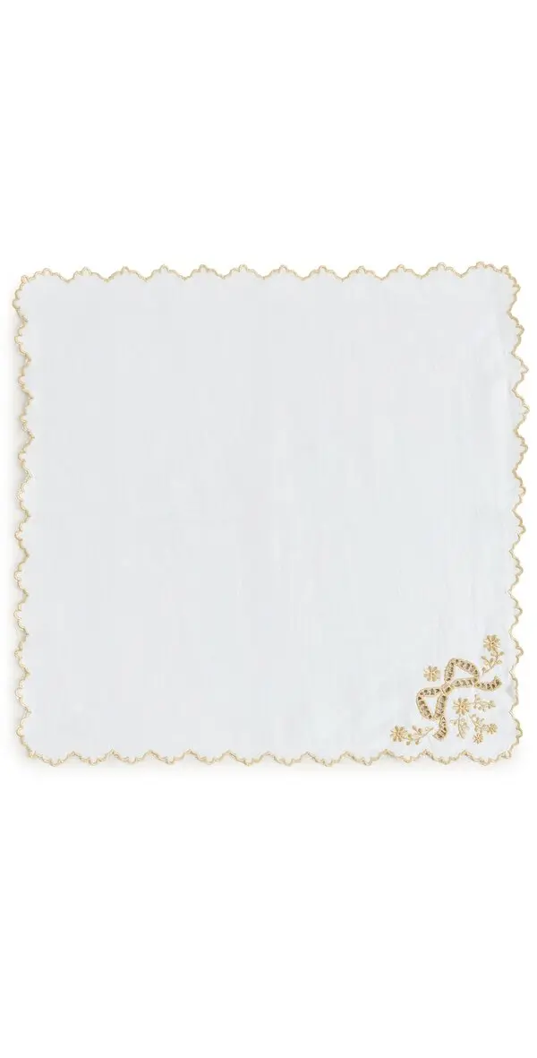 LoveShackFancy Winter Ribbon Napkins Set Of 4 - Golden Hour