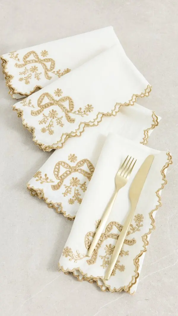 LoveShackFancy Winter Ribbon Napkins Set Of 4