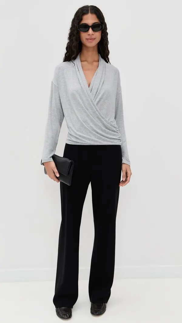 Vince Relaxed Long Sleeve Wrap Top