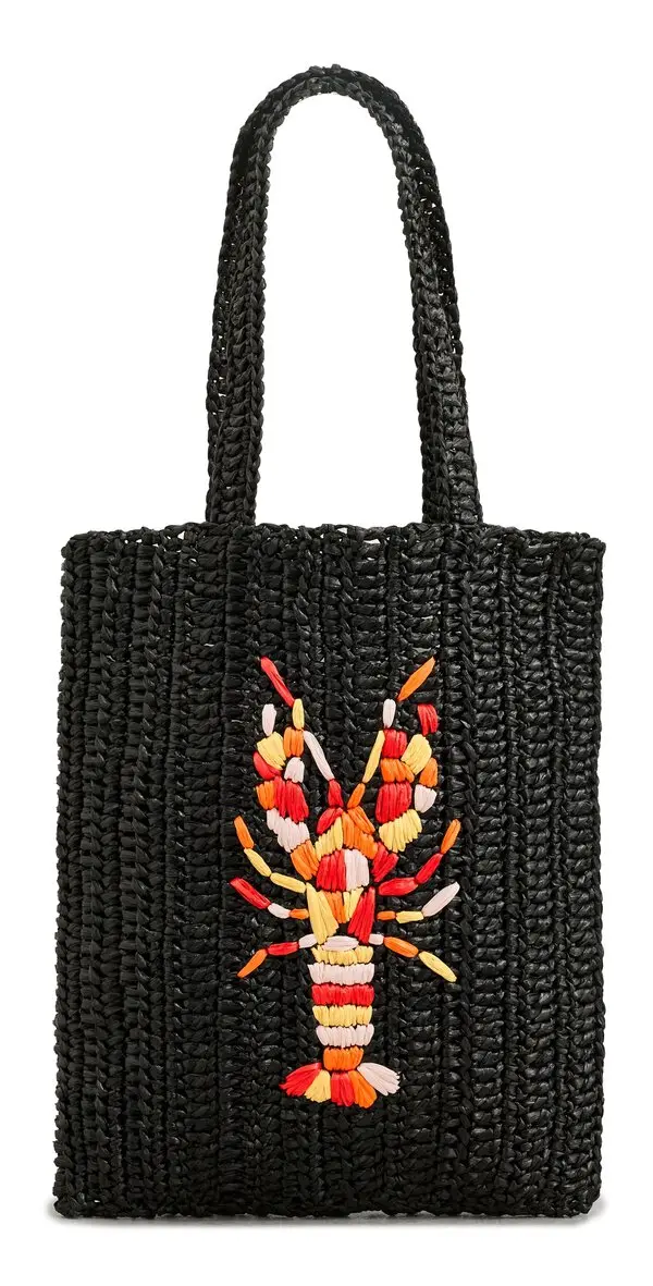 Maria La Rosa Lobster Crochet Tote - Black