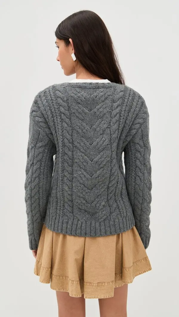 LE BOP Sabine Cable Knit Sweater - Charcoal Grey