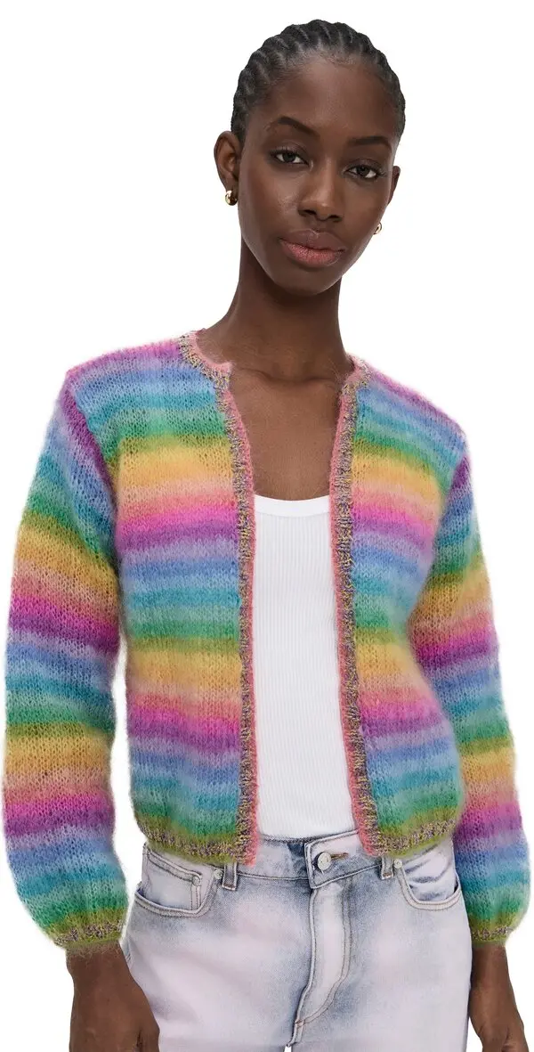 ROSE CARMINE Striped Mohair-blend Mini Jacket