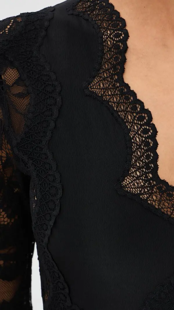 Rabanne Long Lace Dress - Black