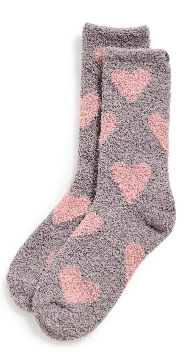 Barefoot Dreams Cozychic Heart Print Socks - Beach Rock/bloom