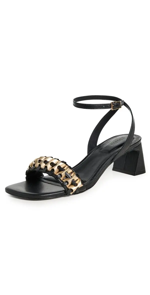 Simkhai Faye Beaded Leather Block Heel Sandals