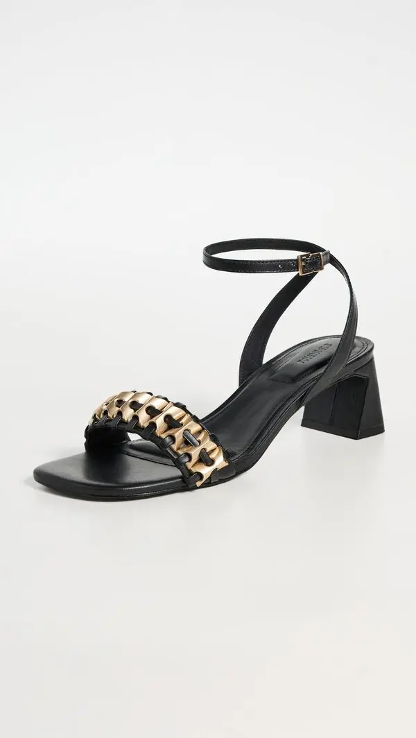 Simkhai Faye Beaded Leather Block Heel Sandals