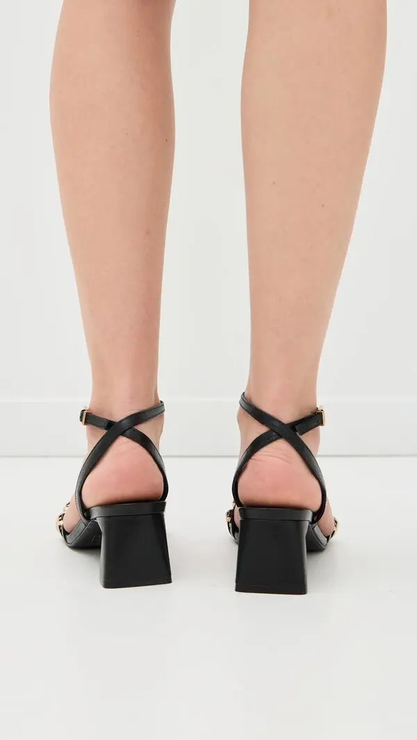 Simkhai Faye Beaded Leather Block Heel Sandals