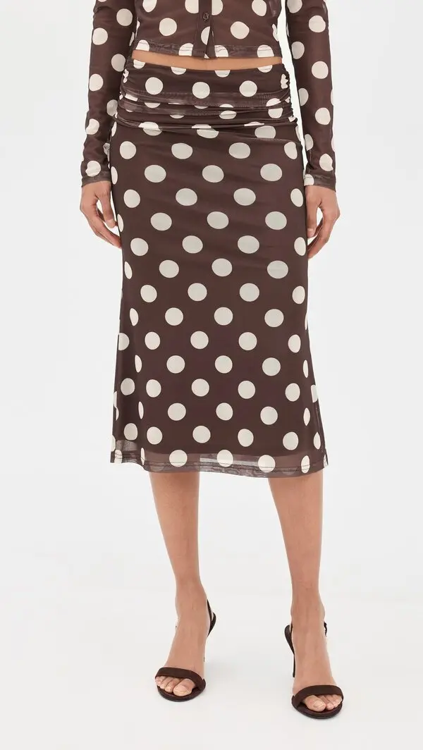 BAILEY ROSE Polka-dot Midi Skirt