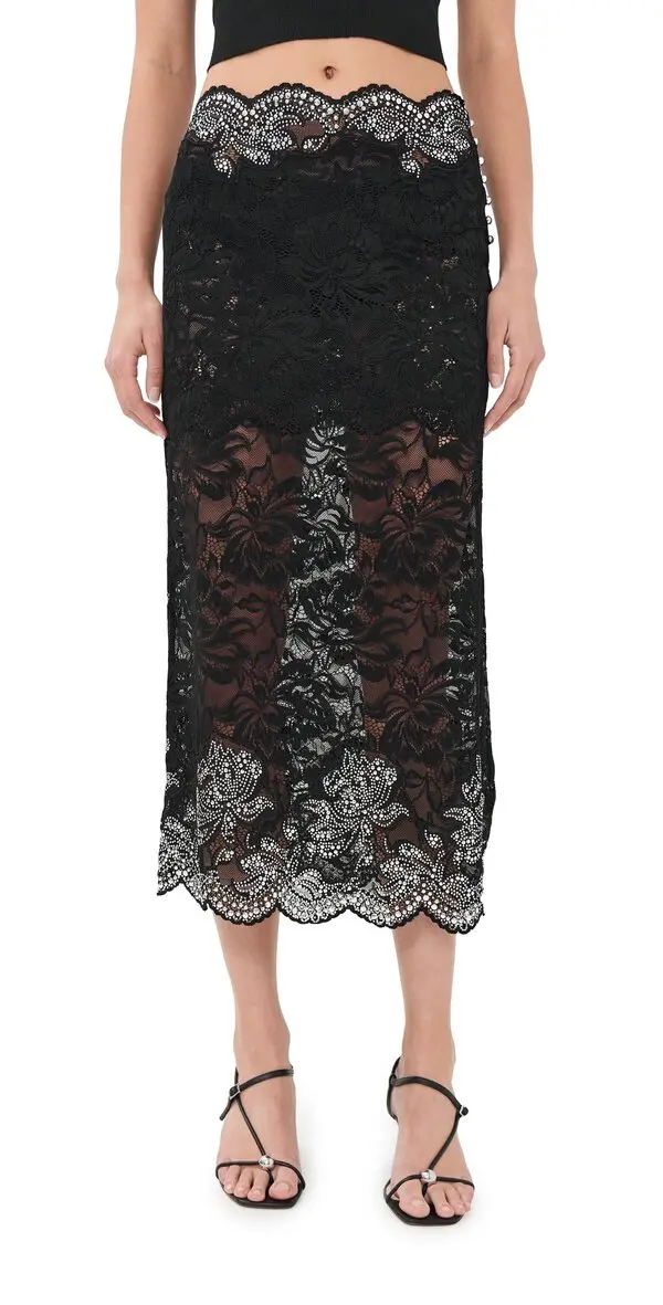 Rabanne Embellished Lace Midi Skirt