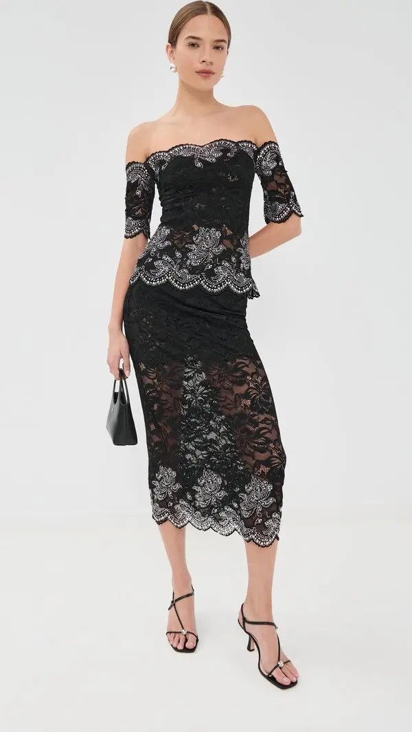 Rabanne Embellished Lace Midi Skirt