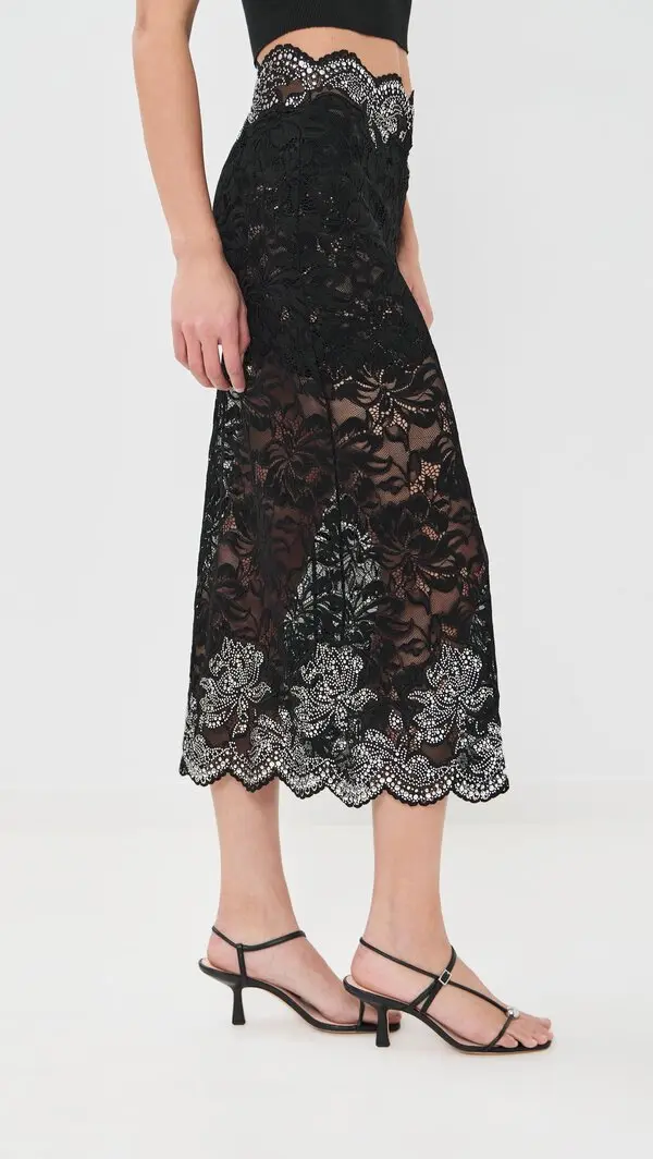 Rabanne Embellished Lace Midi Skirt