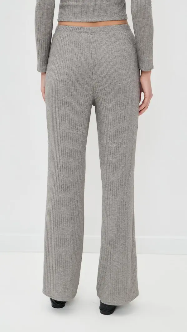 LE BOP Mia Ribbed Knit Pants - Heather Grey
