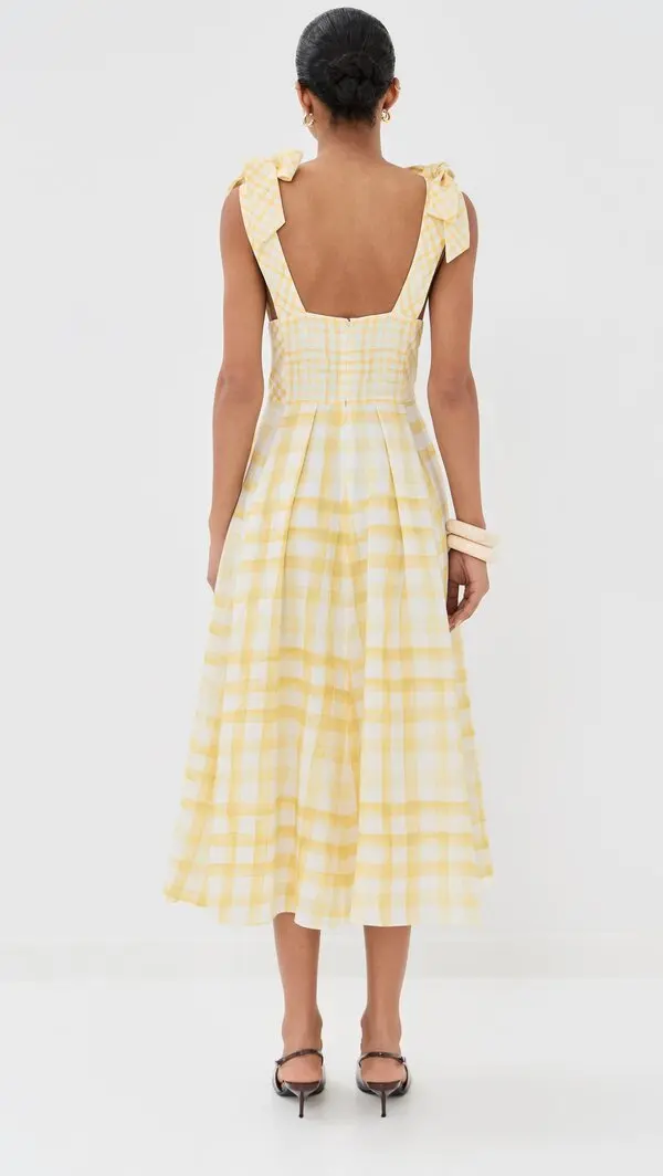 Rosie Assoulin Bow Shoulder Midi Dress - Yellow