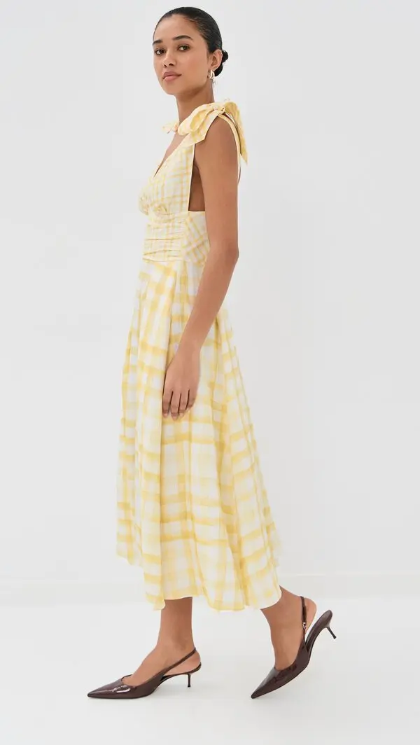 Rosie Assoulin Bow Shoulder Midi Dress - Yellow