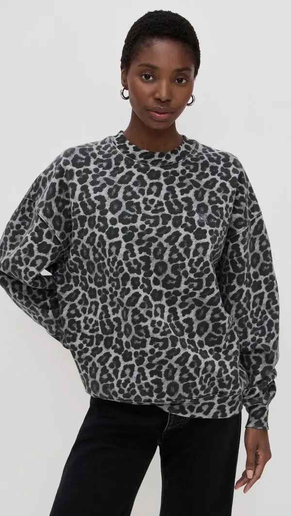 ANINE BING Miles Print Sweatshirt - Leopard
