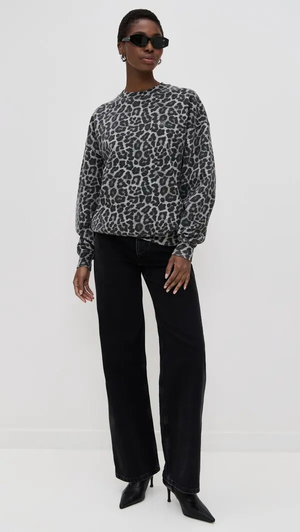 ANINE BING Miles Print Sweatshirt - Leopard
