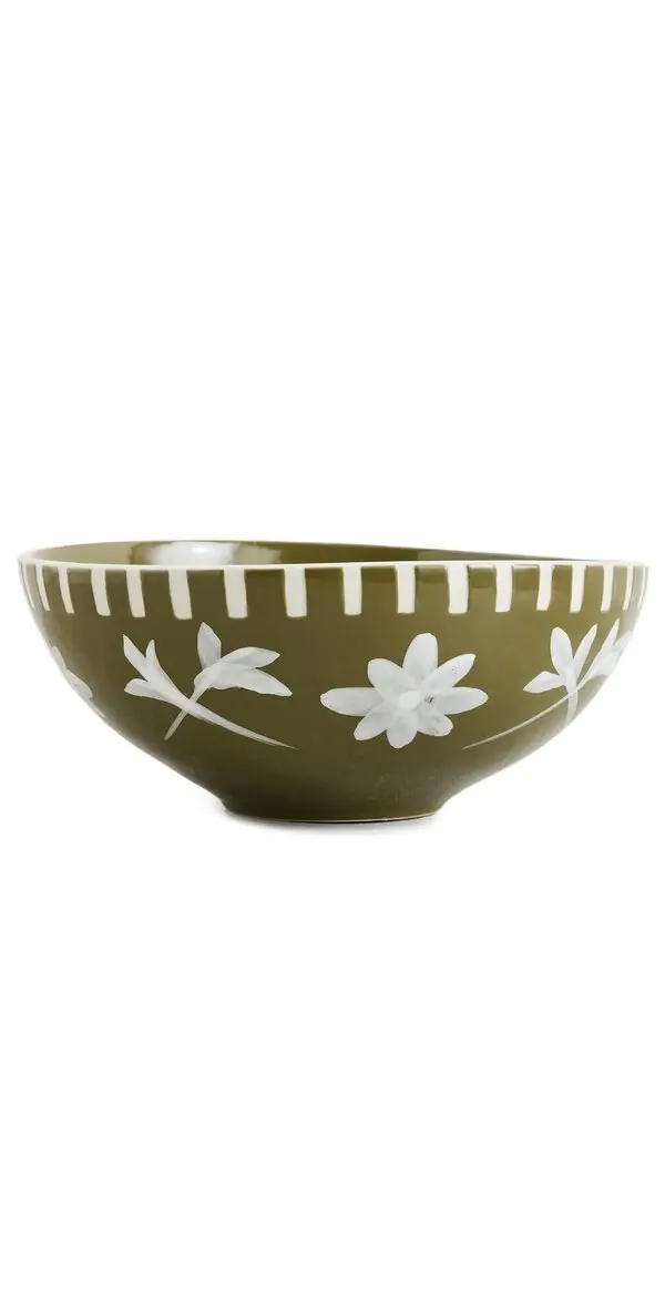 Carolina K Handpainted Flower Bowl - Green