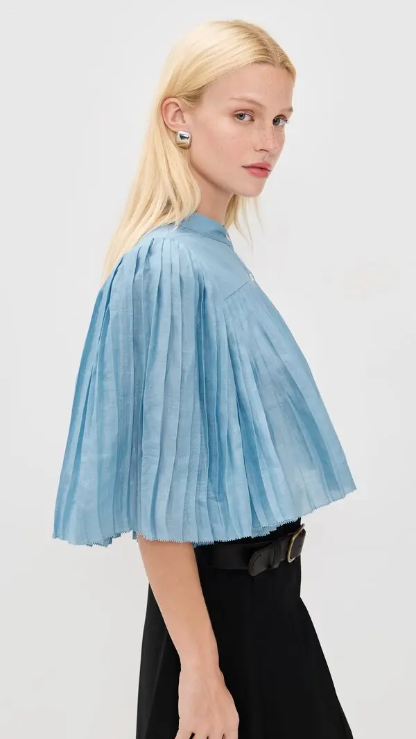 Sea Solene Solid Pleated Top