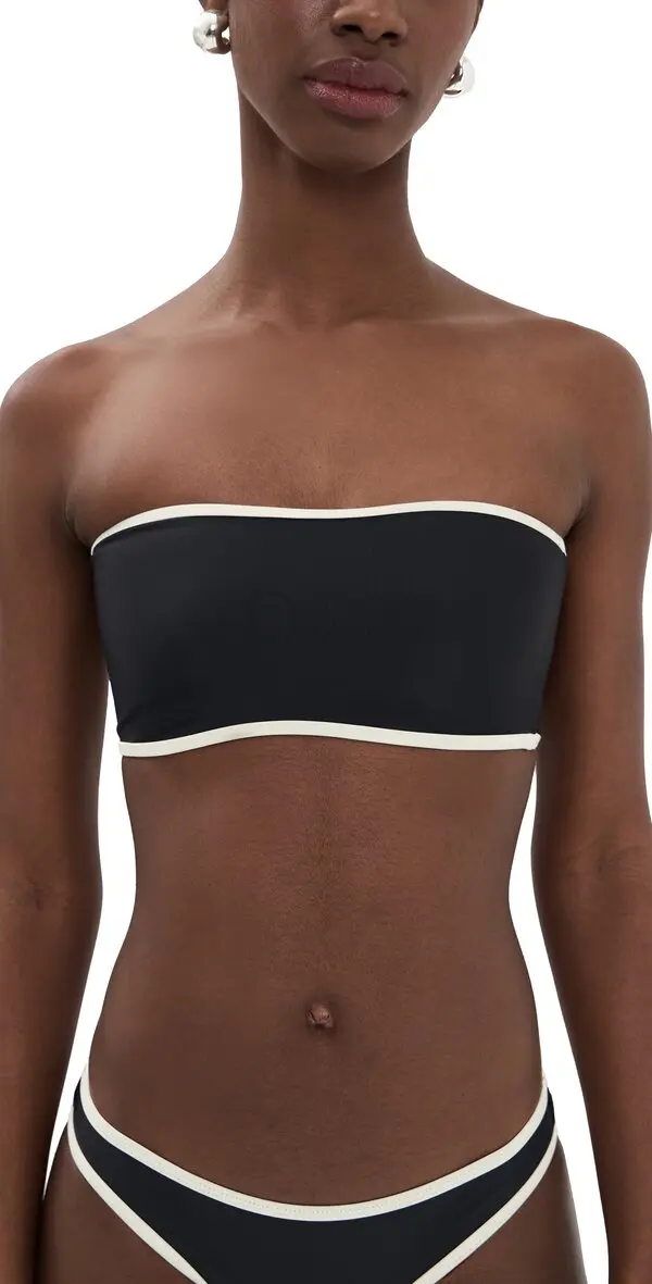 Jade Swim All Around Bandeau Bikini Top - Black W/ Ivory