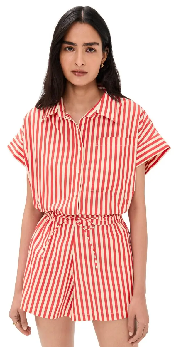 Faithfull The Brand Zion Striped Jumpsuit - Orozco Stripe/dusty Tomato