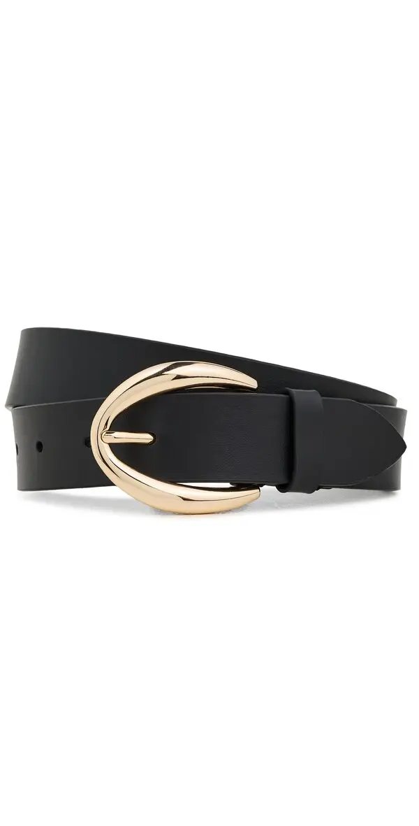Vince Calf Leather Belt With Gold-tone Buckle - Black/polished Gold