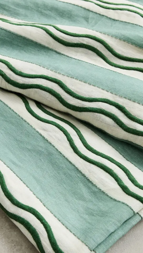 MISETTE Stripe Embroidered Linen Tablecloth