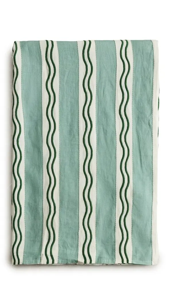 MISETTE Stripe Embroidered Linen Tablecloth