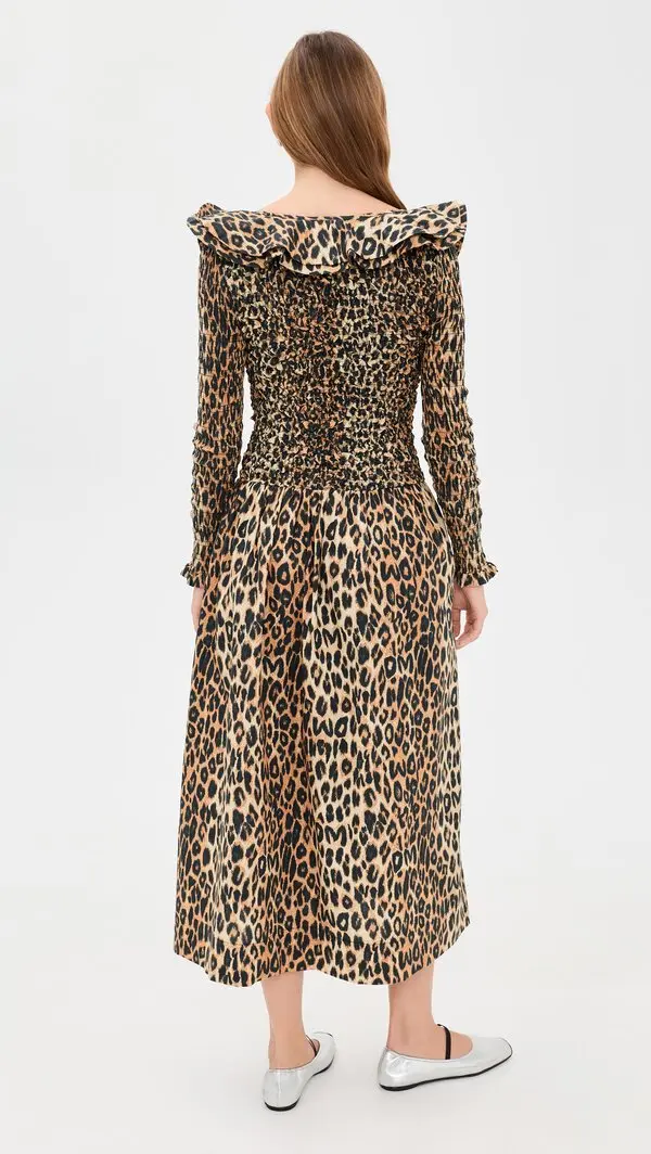 DAMSON MADDER Print Shirred Midi Dress
