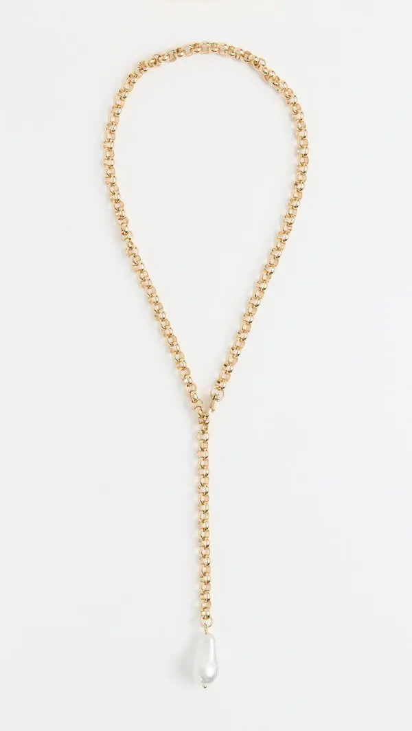 Baublebar Teagan Pearl Lariat Necklace - Pearl/gold