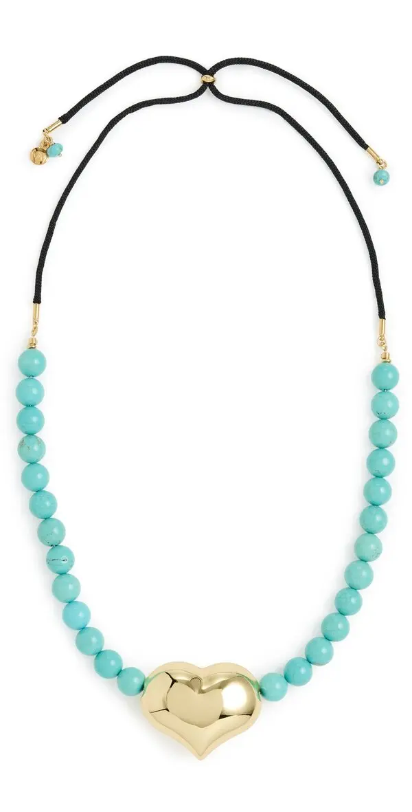 MAYAMAR Beaded Heart Pendant Necklace - Turquoise