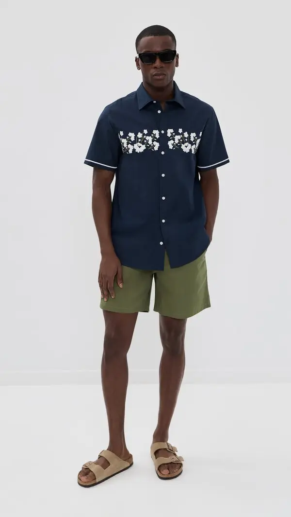 BATHER Cotton Herringbone Leisure Shorts