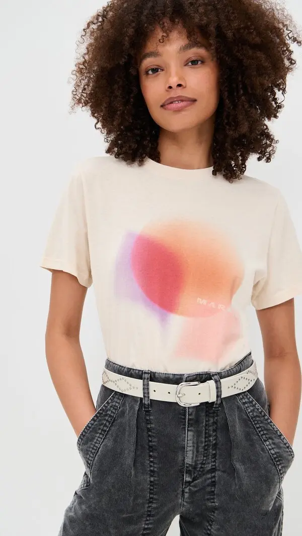 Isabel Marant Gradient Logo Tee - Ecru